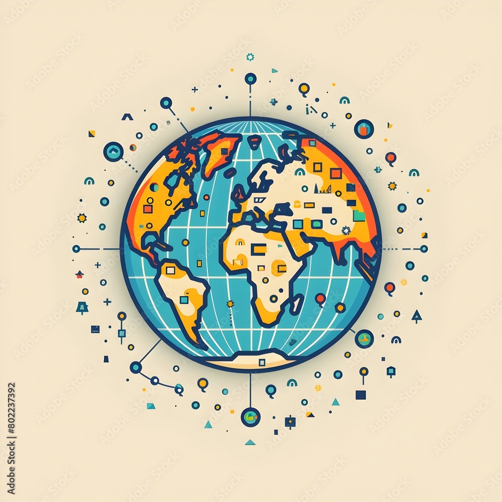 Interconnected Global Data Visualization in Minimalist Infographic ...