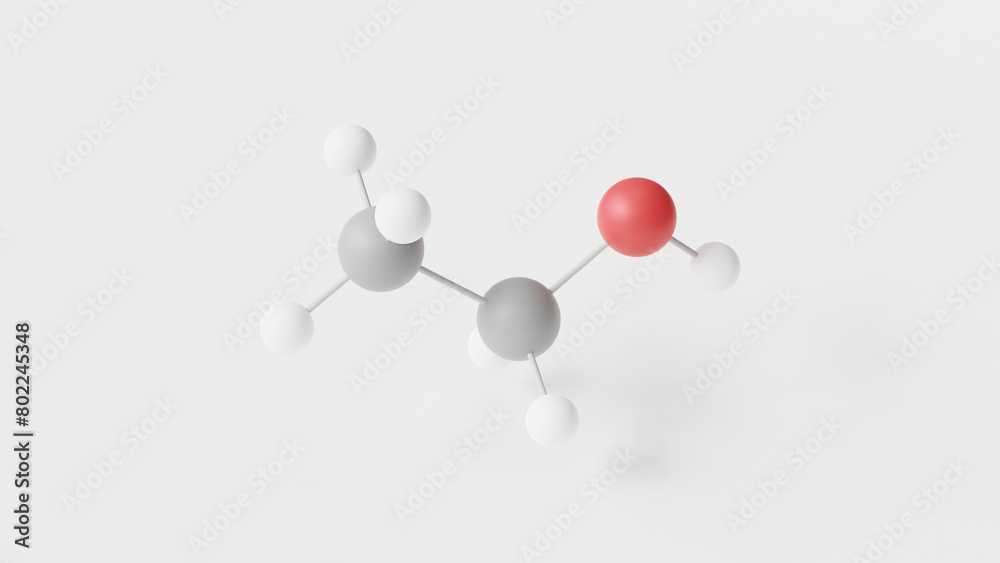ethanol molecule 3d, molecular structure, ball and stick model ...
