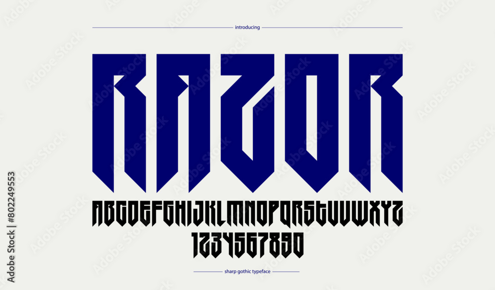 Poster Sharp and bold tall gothic font for logo creation of for ...