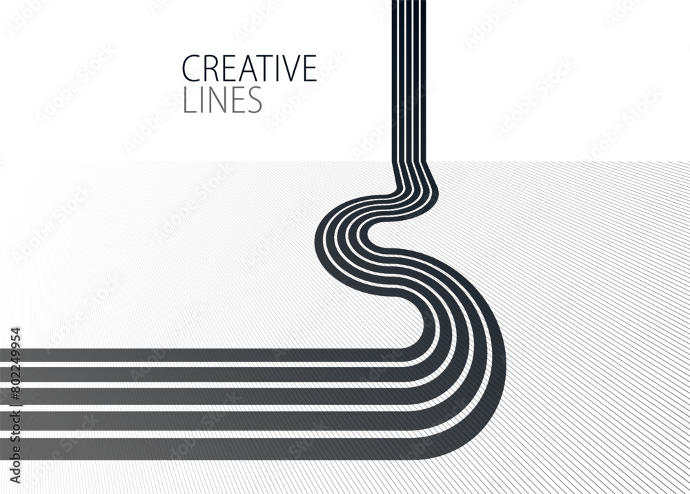 Future lines in 3D perspective vector abstract background, black and ...