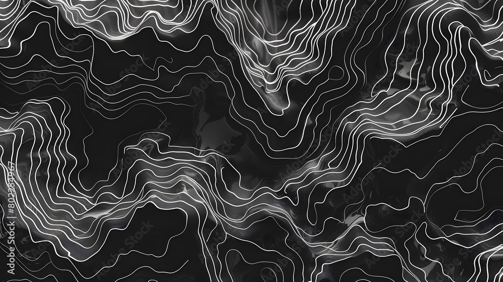 Abstract black and white wavy topography map background. Generative AI ...