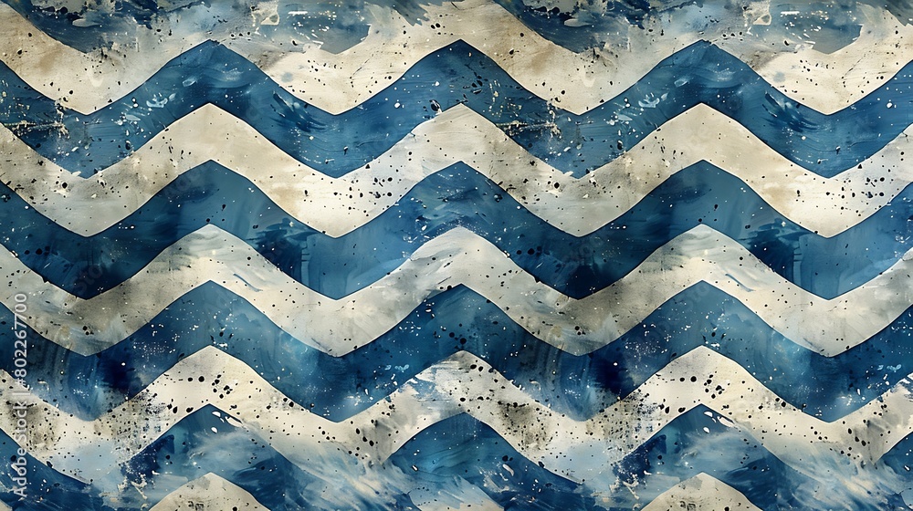 Dive into the mesmerizing world of chevron waves, where sharp zigzag patterns repeat in a ...