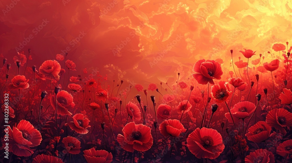 Red Poppy Field Banner for Anzac Day Remembrance and Memorial Stock ...