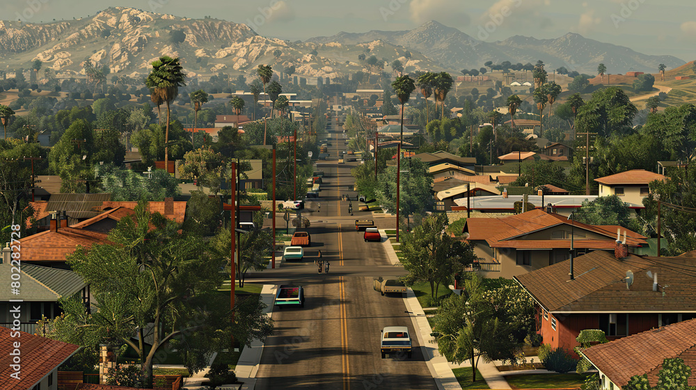 suburb, American, neighborhood, community, residential, houses, streets ...