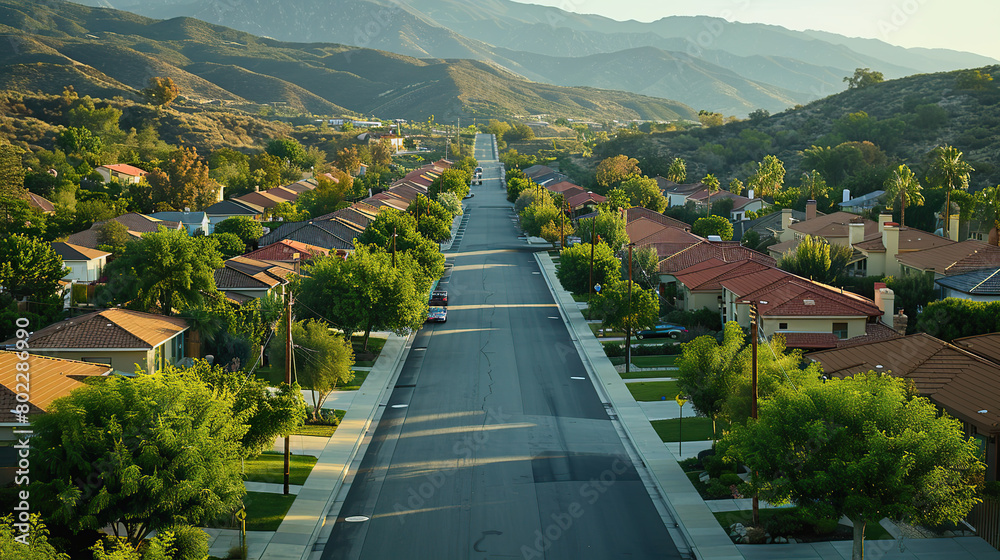 suburb, American, neighborhood, community, residential, houses, streets ...