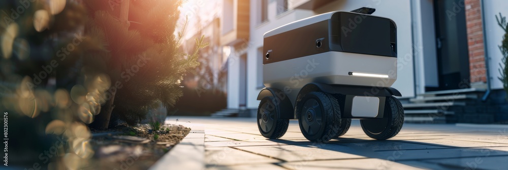 Efficient delivery service with AI-driven delivery robot Stock Photo ...