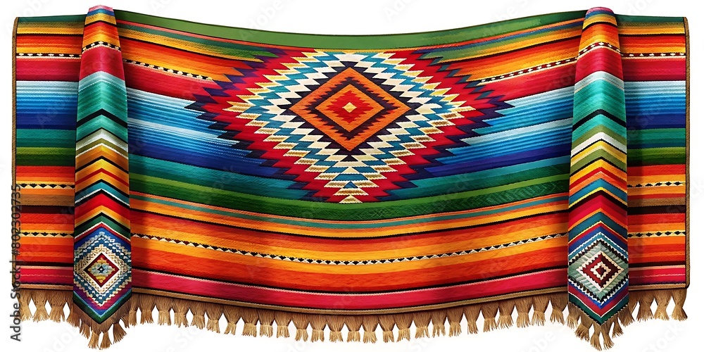 Detalle de un sarape tradicional mexicano tejido con patrones ...