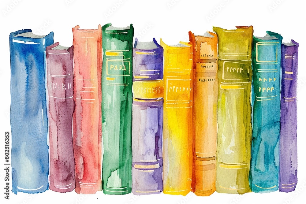 Clipart of a rainbow book stack each spine a different color Stock ...