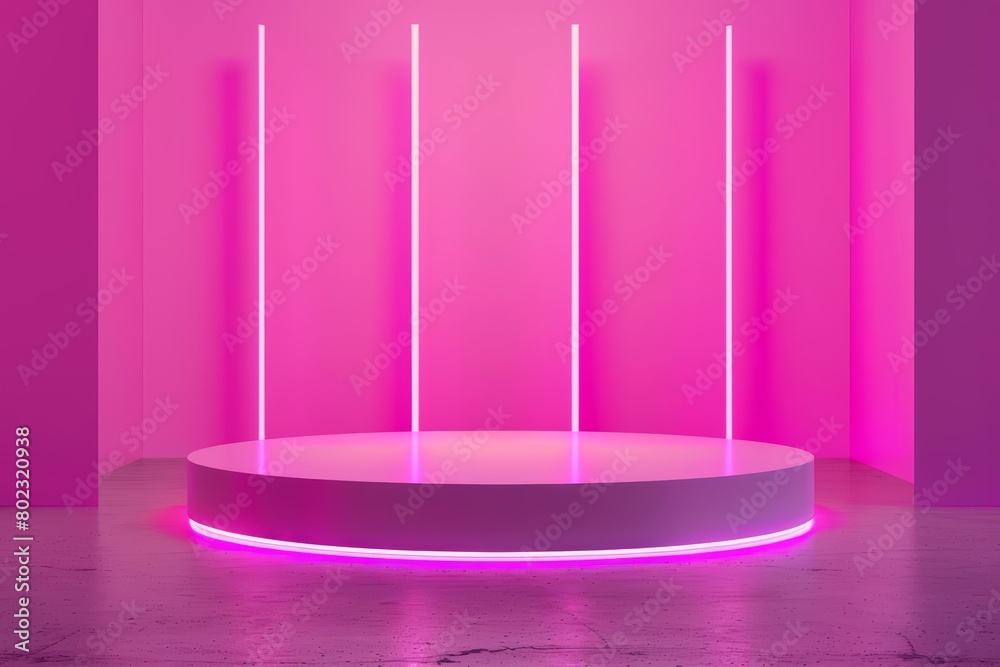 SWOT analysis is displayed on a clean, pink plinth stage, with ...