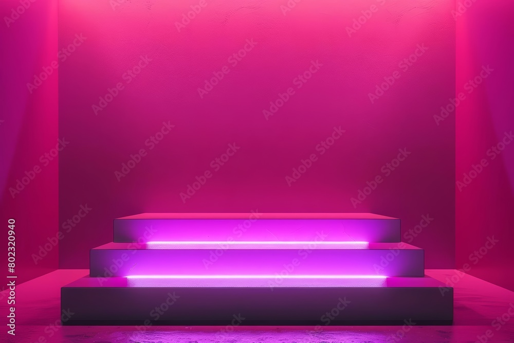 SWOT analysis is displayed on a clean, pink plinth stage, with ...