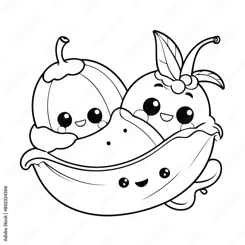 Adorable banana split doodle for kids page.eps Stock Vector | Adobe Stock