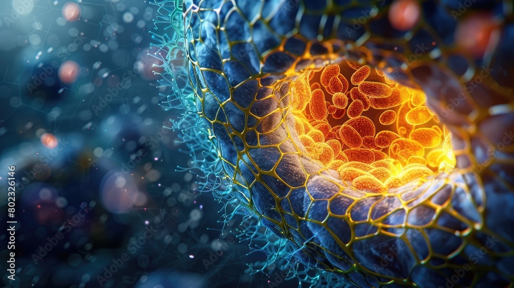 Detailed 3D render of a eukaryotic cells internal structure, with ...