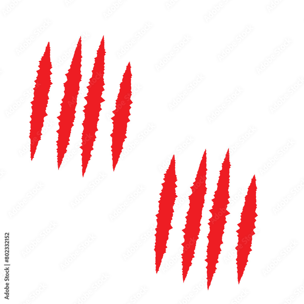 Animal claw scratches and marks. Set. Black and red bloody silhouettes ...