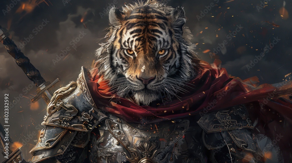 Tiger king warrior assassin armoring Background wallpaper AI generated ...