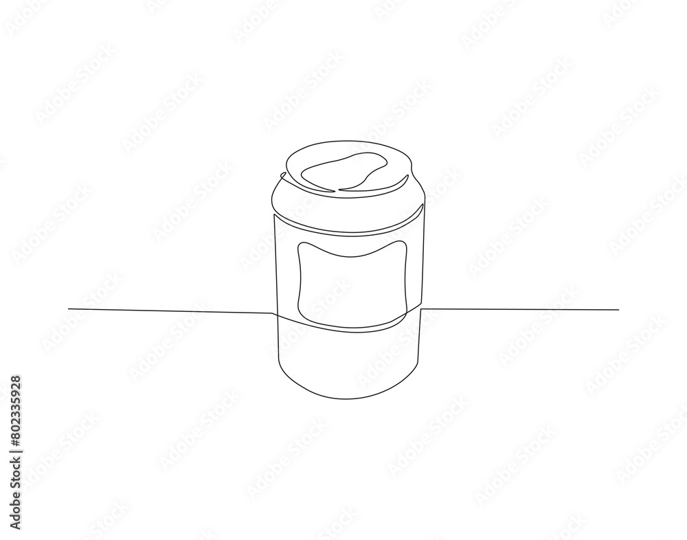 Continuous line drawing of soda aluminum can. One line of aluminum can ...