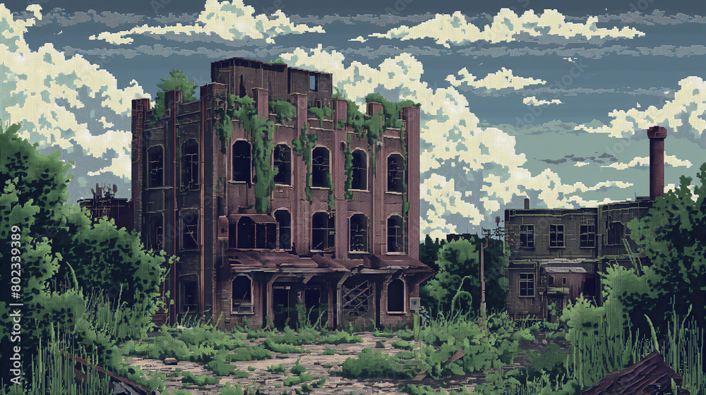pixel art of abandoned building dungeon background battle scene in RPG ...