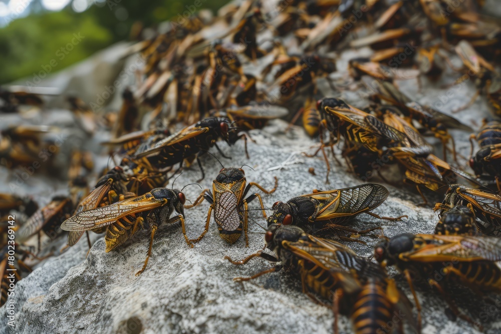 Cicadas Invasion, a Huge Number of Cicadas in City, Clouds of Insects ...