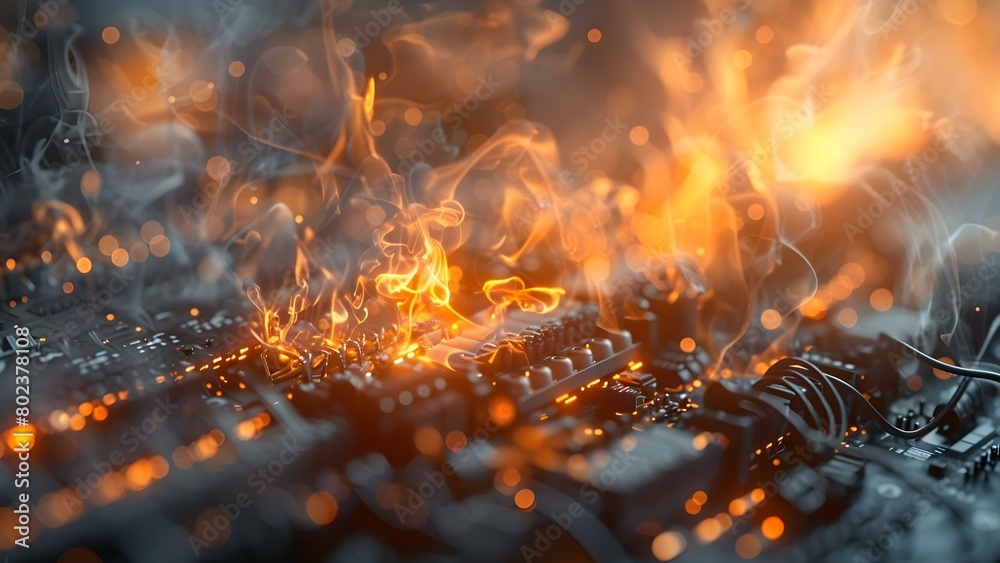 Burning switchboard close-up: caused by faulty wiring or overload ...