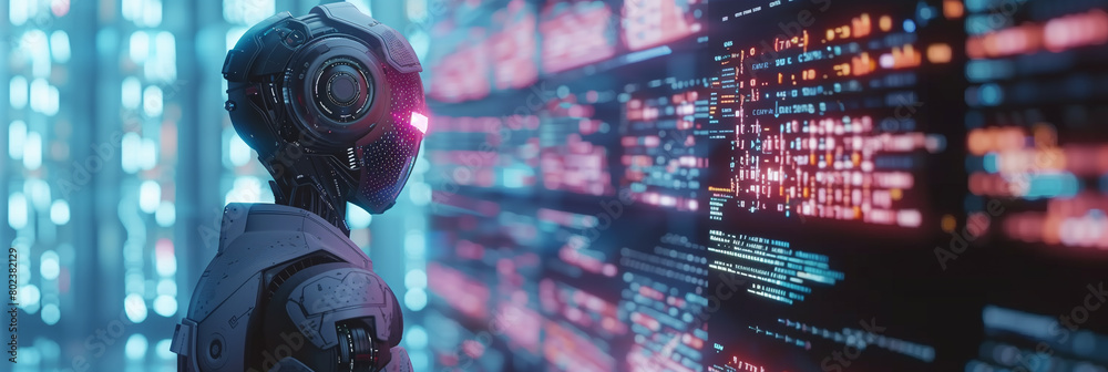 ai robot thinking robot learning or solving problems 3D rendering ...