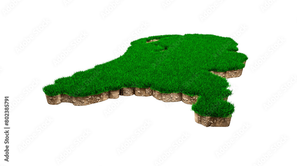 Netherlands map soil land geology cross section with green grass 3d ...