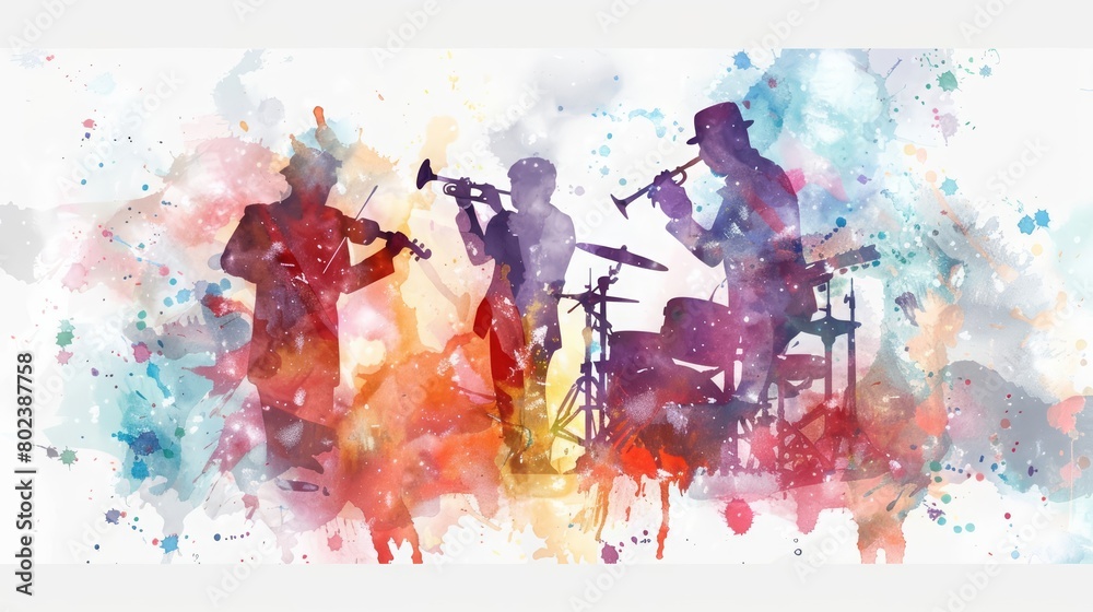 This lovely watercolor painting of a virtual concert, with holographic ...