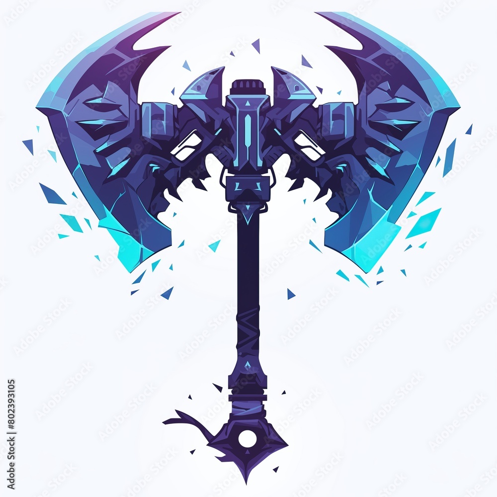 Stylish battle ax in cyberpunk style on a white background 2D logo ...