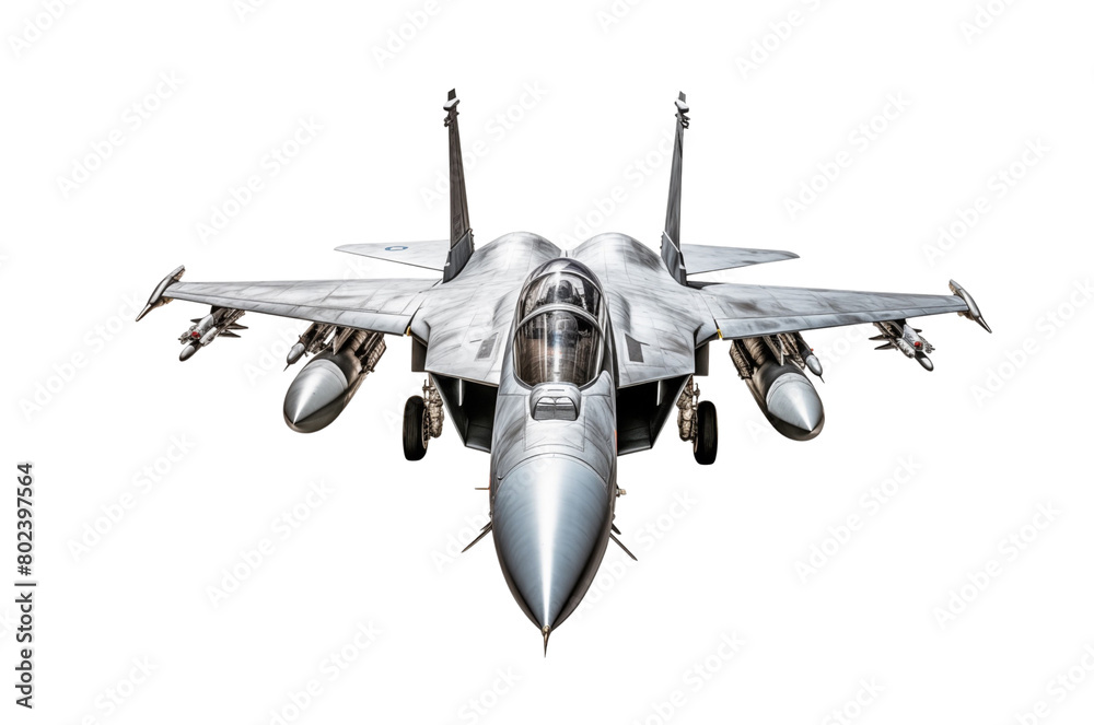 Modern fighter jet in flight, with detailed markings and armed with ...