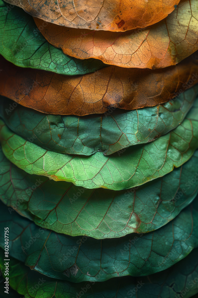 Tobacco rustica leaves layered over each other, each layer a different ...