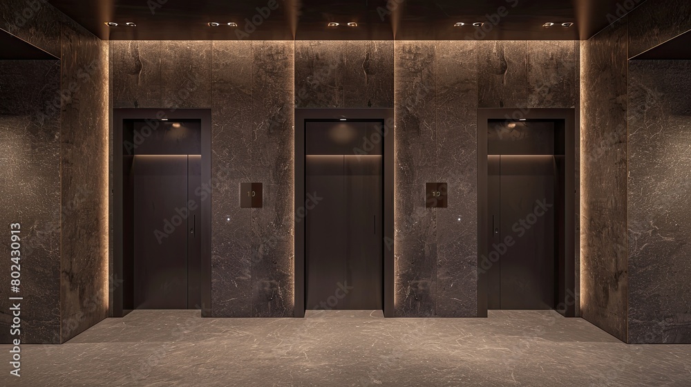the modern office building interior, boasting sleek stainless steel ...