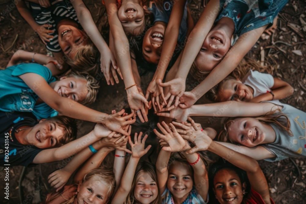 Group of kids holding hands together. Group of children standing ...