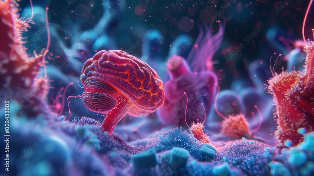 A visually striking 3D rendering image illustrating the auditory ...