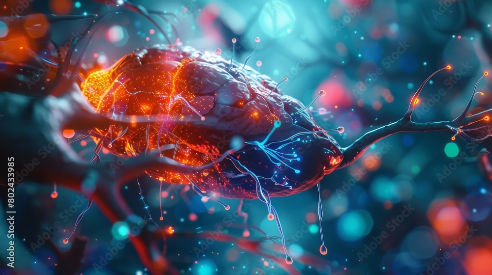 3D rendering image illustrating the synthesis and secretion of bile by ...