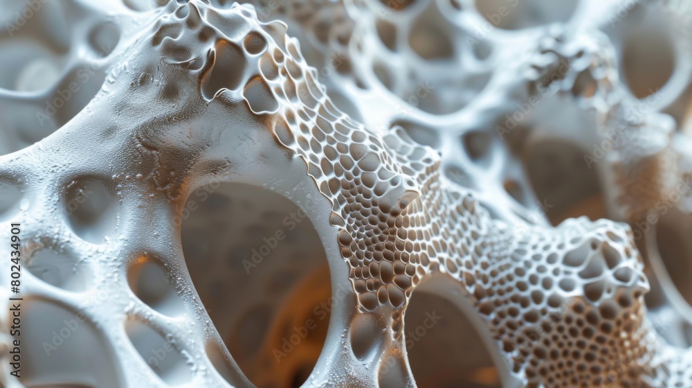 3D rendering image illustrating the microstructure of bone tissue ...