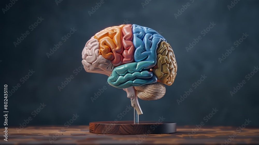 3D rendering image providing an overview of the different lobes and ...