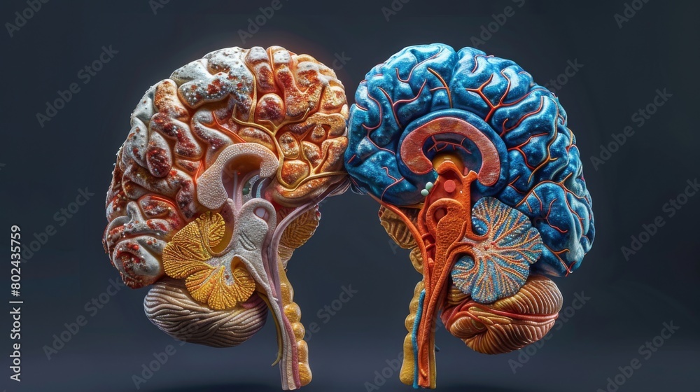 3D rendering image highlighting the differences and specialization of ...