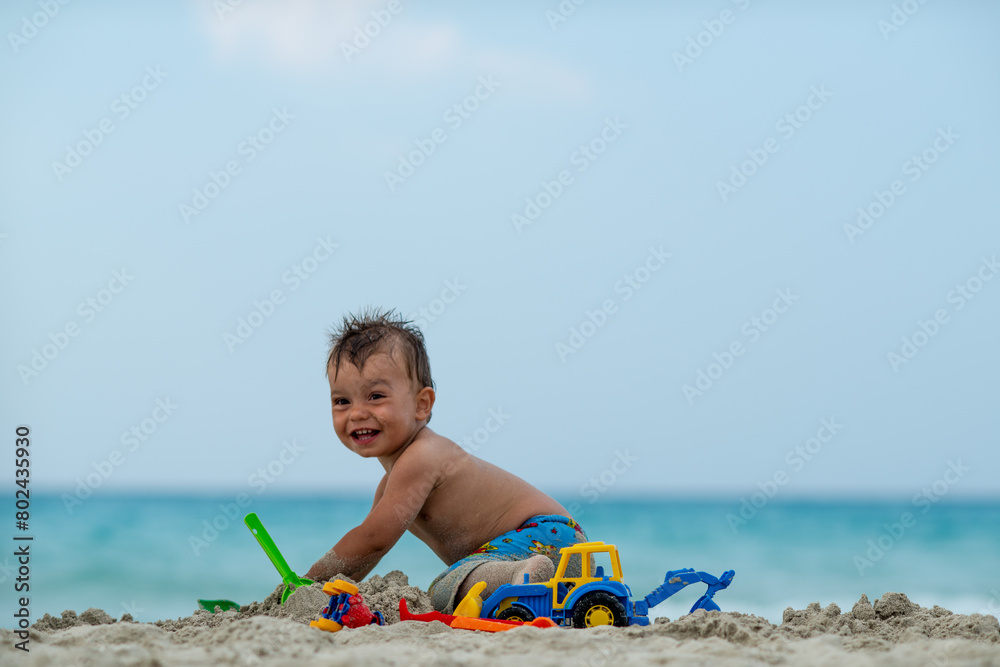 sea, summer, vacation, family on the beach, swimming in the ocean ...