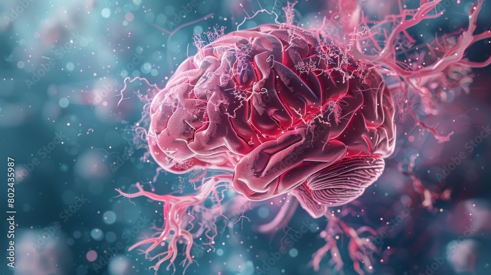 3D rendering image illustrating the effects of traumatic brain injury ...