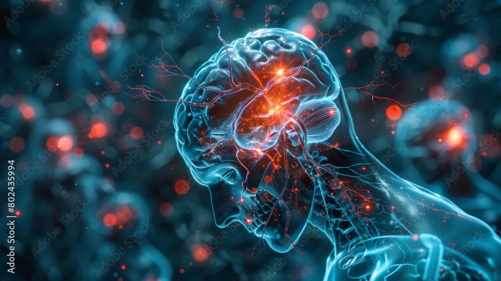 3D rendering image illustrating the effects of traumatic brain injury ...