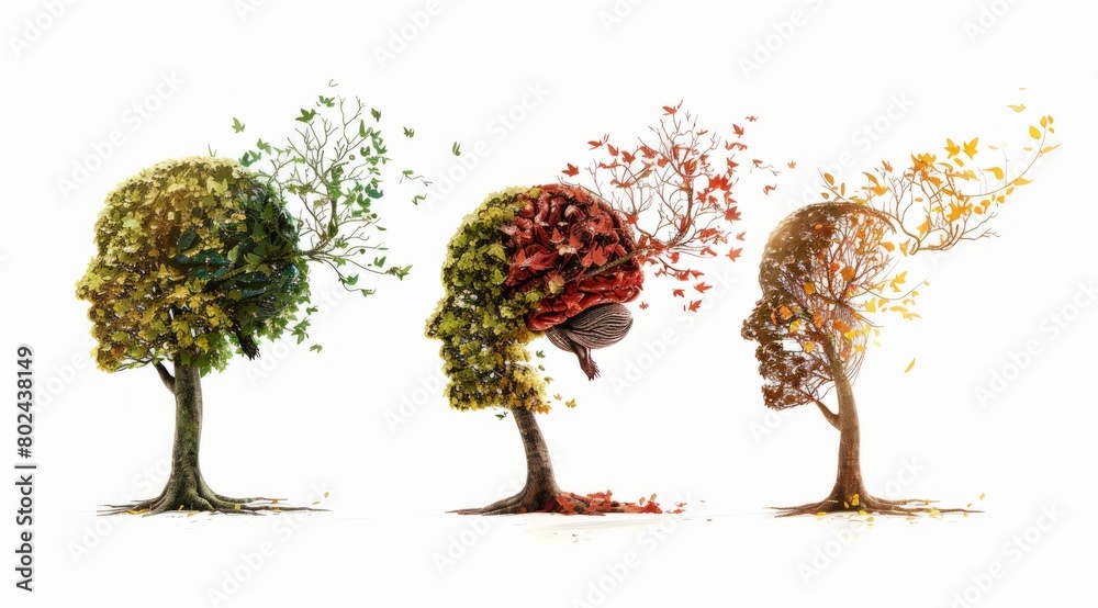 Three tree shapes like human heads, . Each of them symbolizes different ...