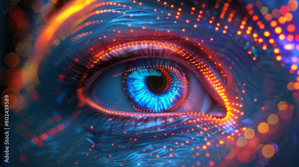 3D rendering image illustrating the physiology of color vision ...