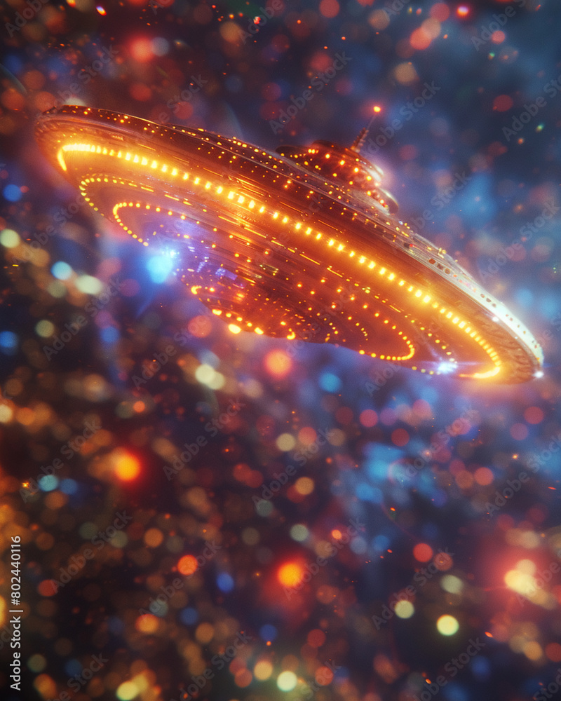 Flying saucer, Bright lights, Alien invasion scene from a blockbuster ...
