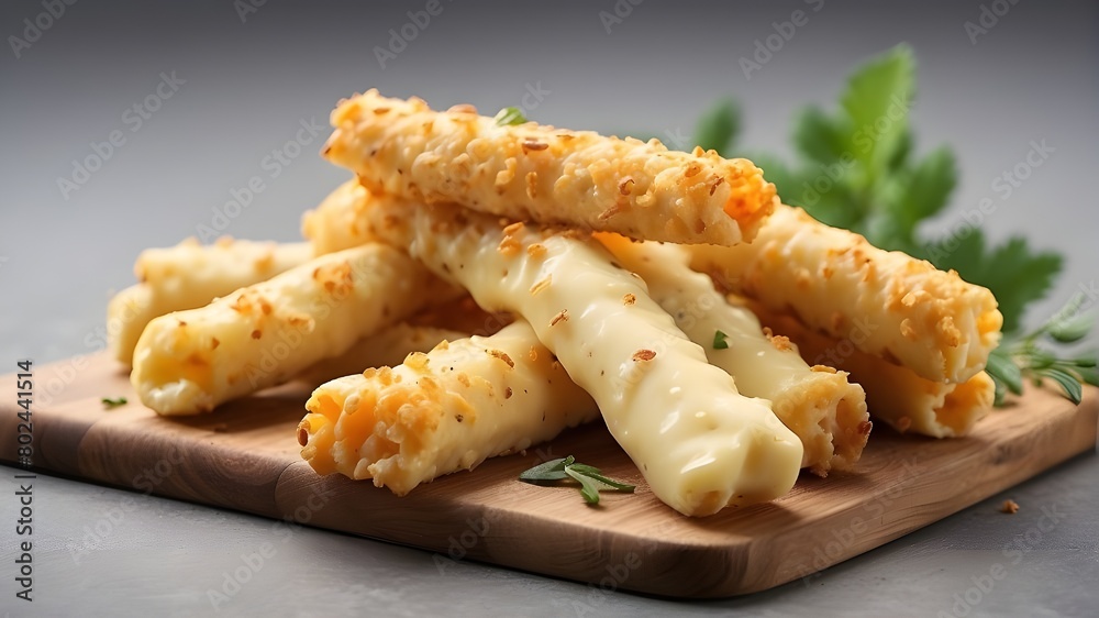 Arranged in a tempting display, the cheese sticks are isolated on a ...
