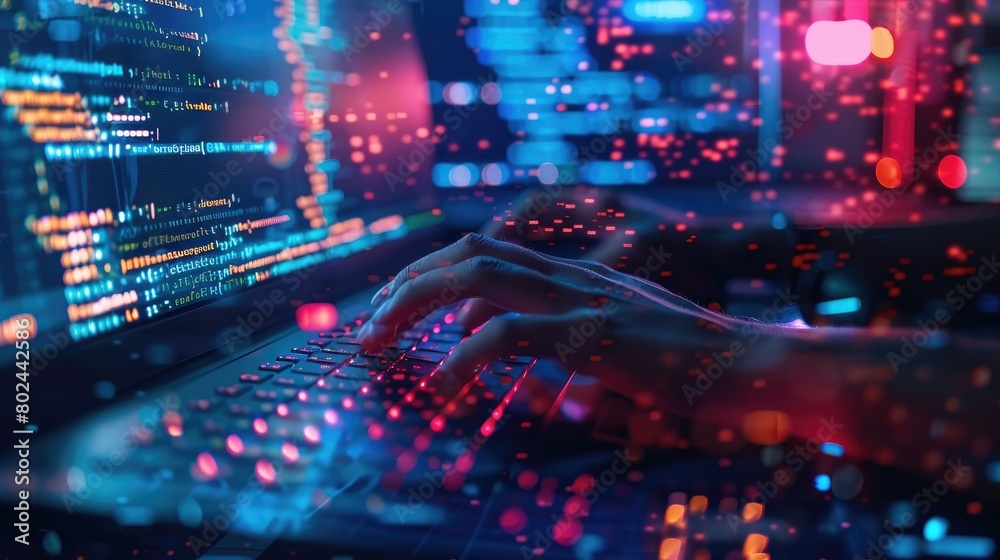 Closeup coding html and programming on screen laptop, development web ...