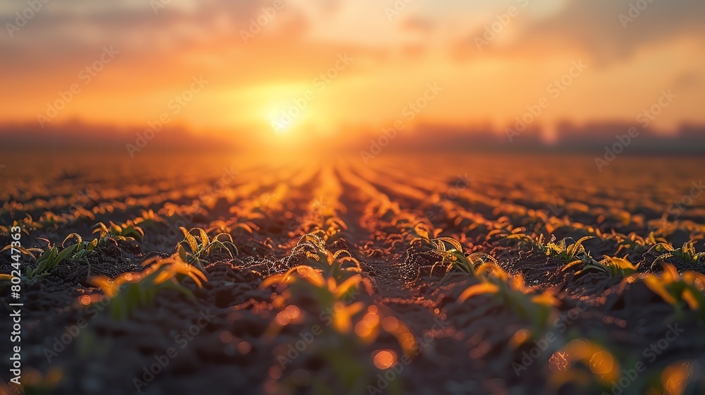 Low-till or no-till farming practices in a large field, shown against a ...