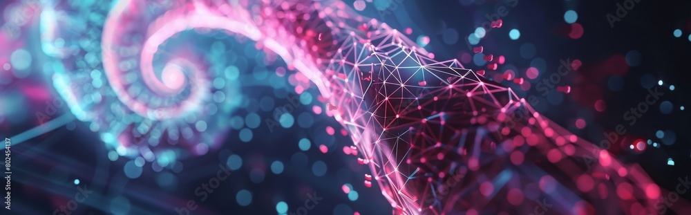 cybersecurity banner for linkedin, nodes, grids and a nautilus shell ...