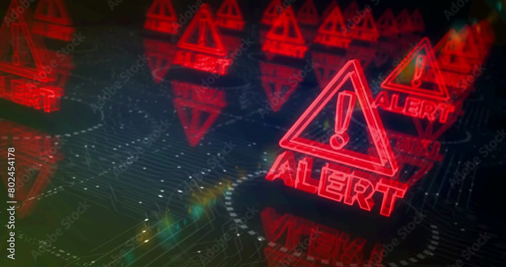 Alert warning exclamation mark symbol abstract cyber concept. Digital ...