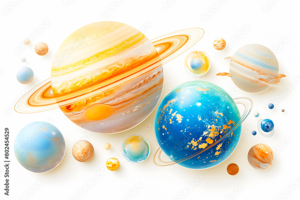 Planets of the solar system on a white background. Vector illustration ...