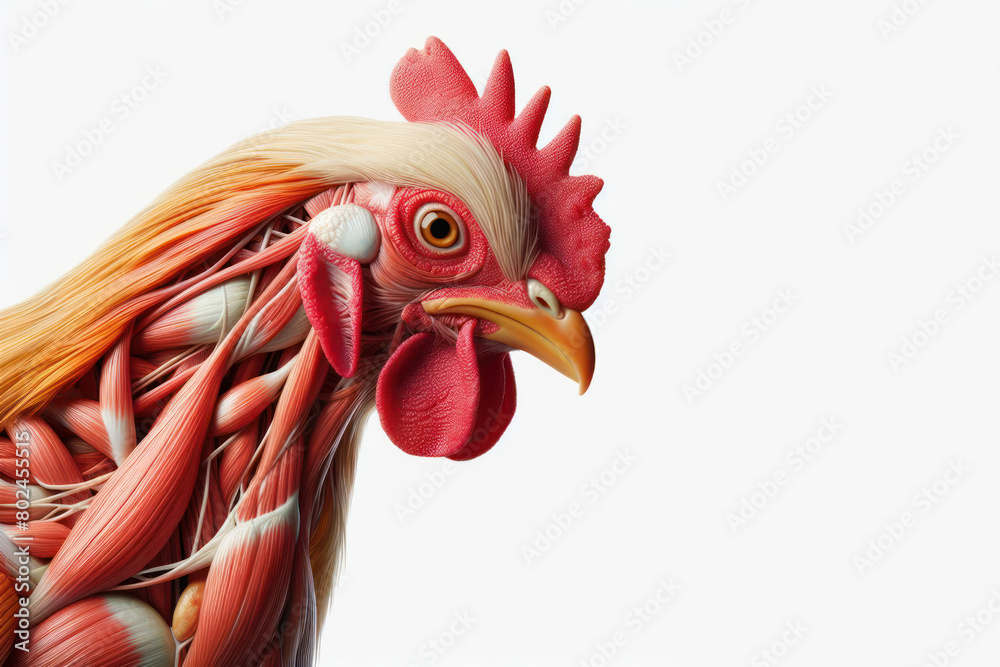 chicken anatomy showing body and head, face with muscular system ...