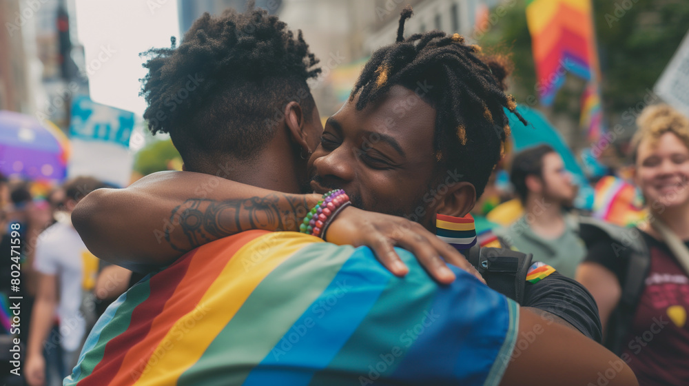 A poignant image depicting the bond between two men as they share a ...