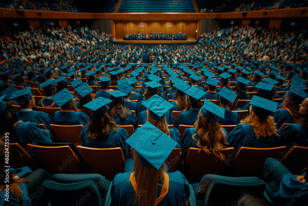 The university auditorium is packed with graduates during the ...
